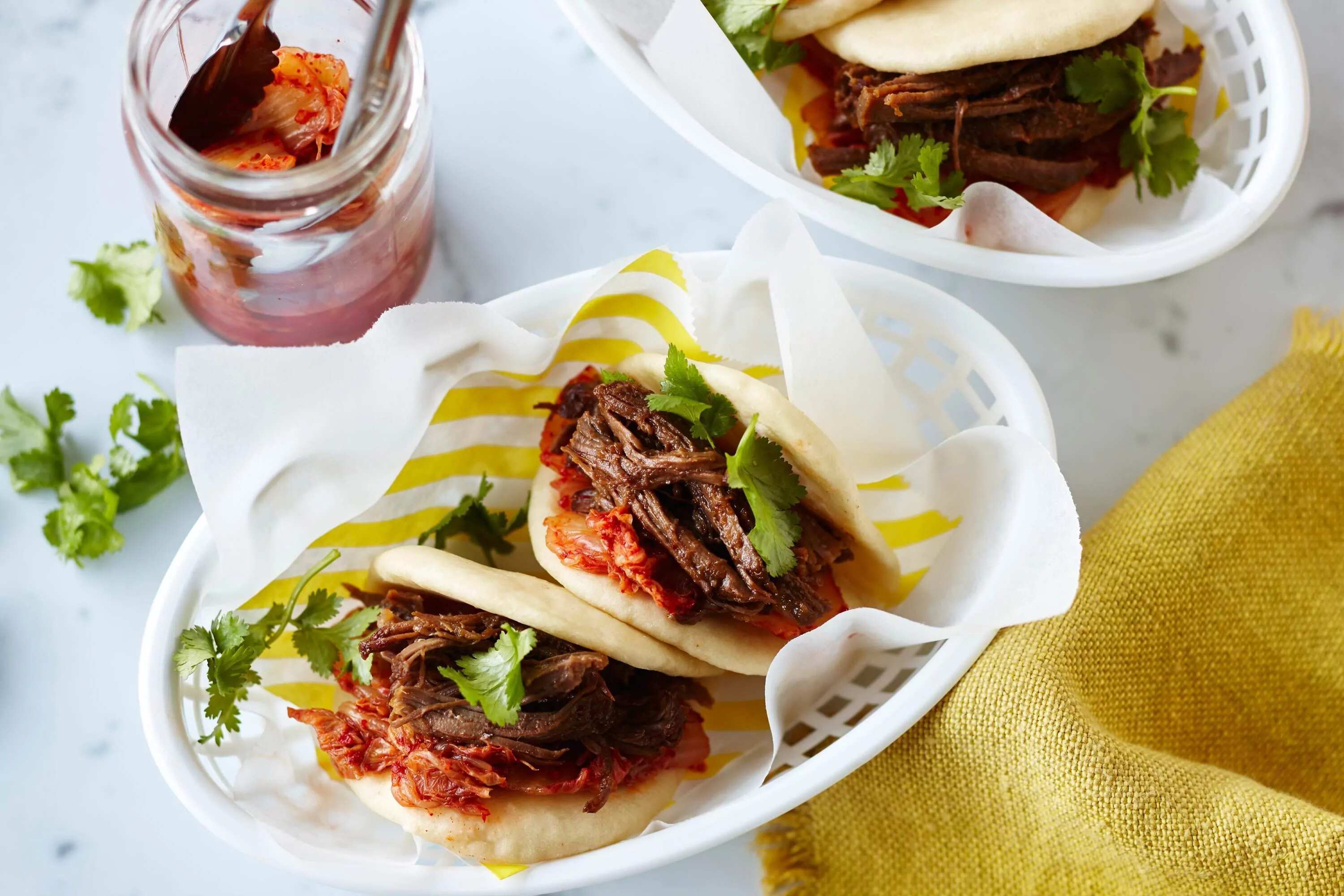 How to make Pulled Beef Steamed Buns With Kimchi Recipe