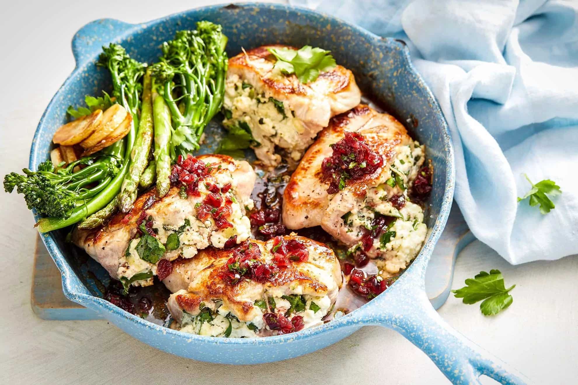 How to make Spinach And Ricotta Stuffed Pork With Cranberry Drizzle Recipe