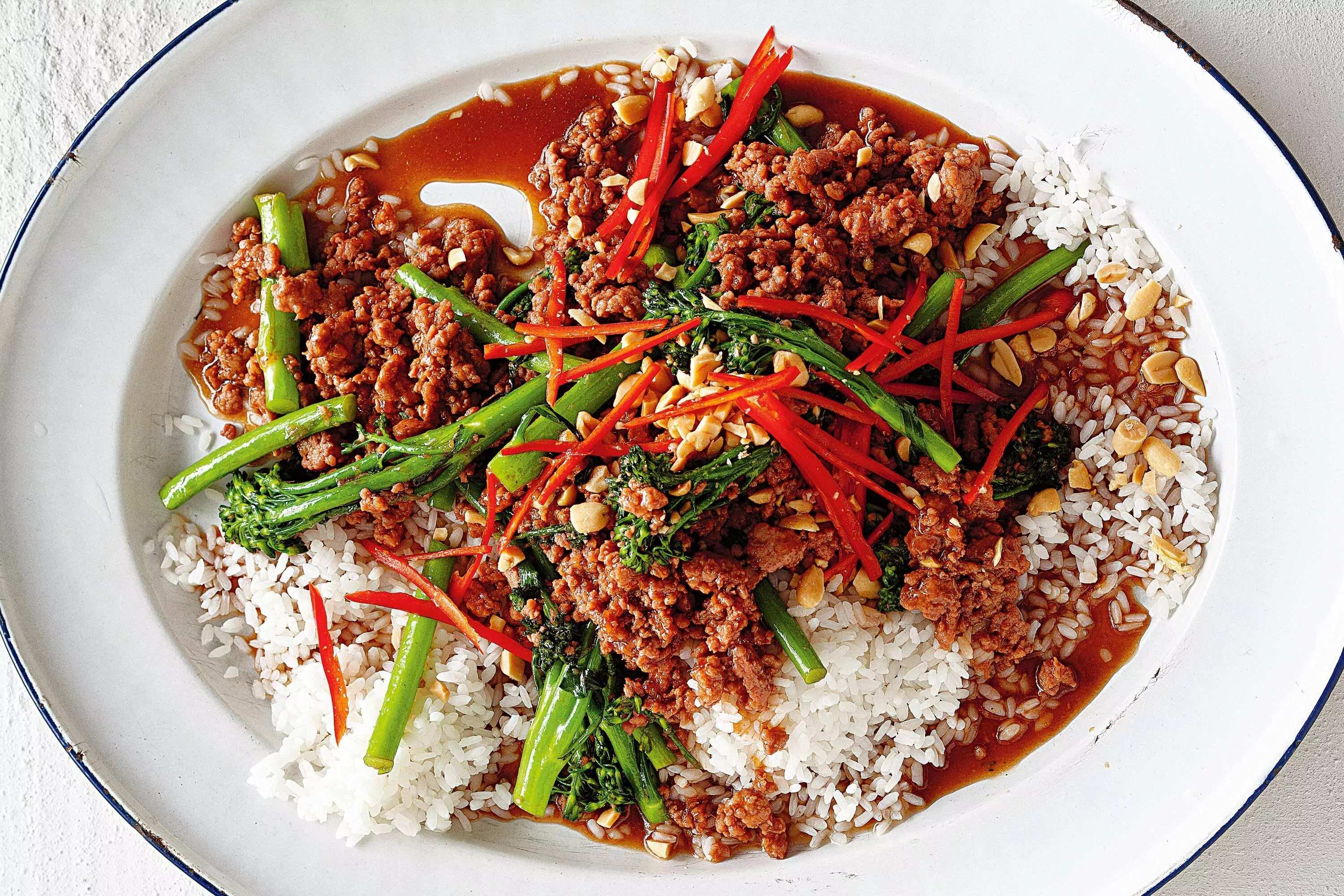 How to make Stir-fried Char Siu Pork Mince With Broccolini Recipe