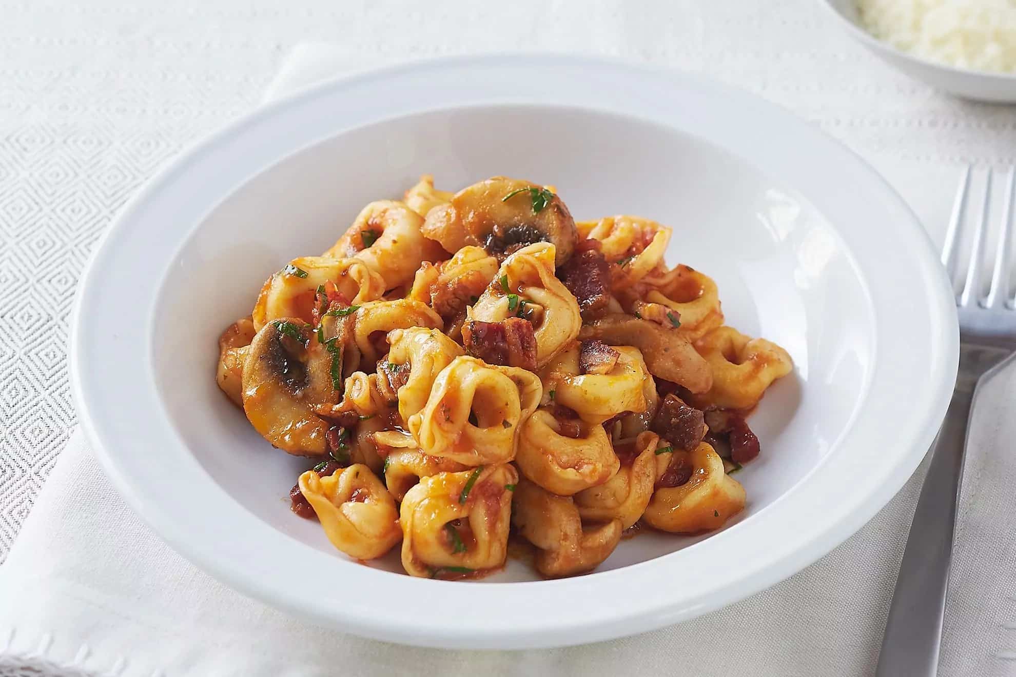 How to make Three Cheese Tortellini With Porcini Mushrooms Guanciale ...