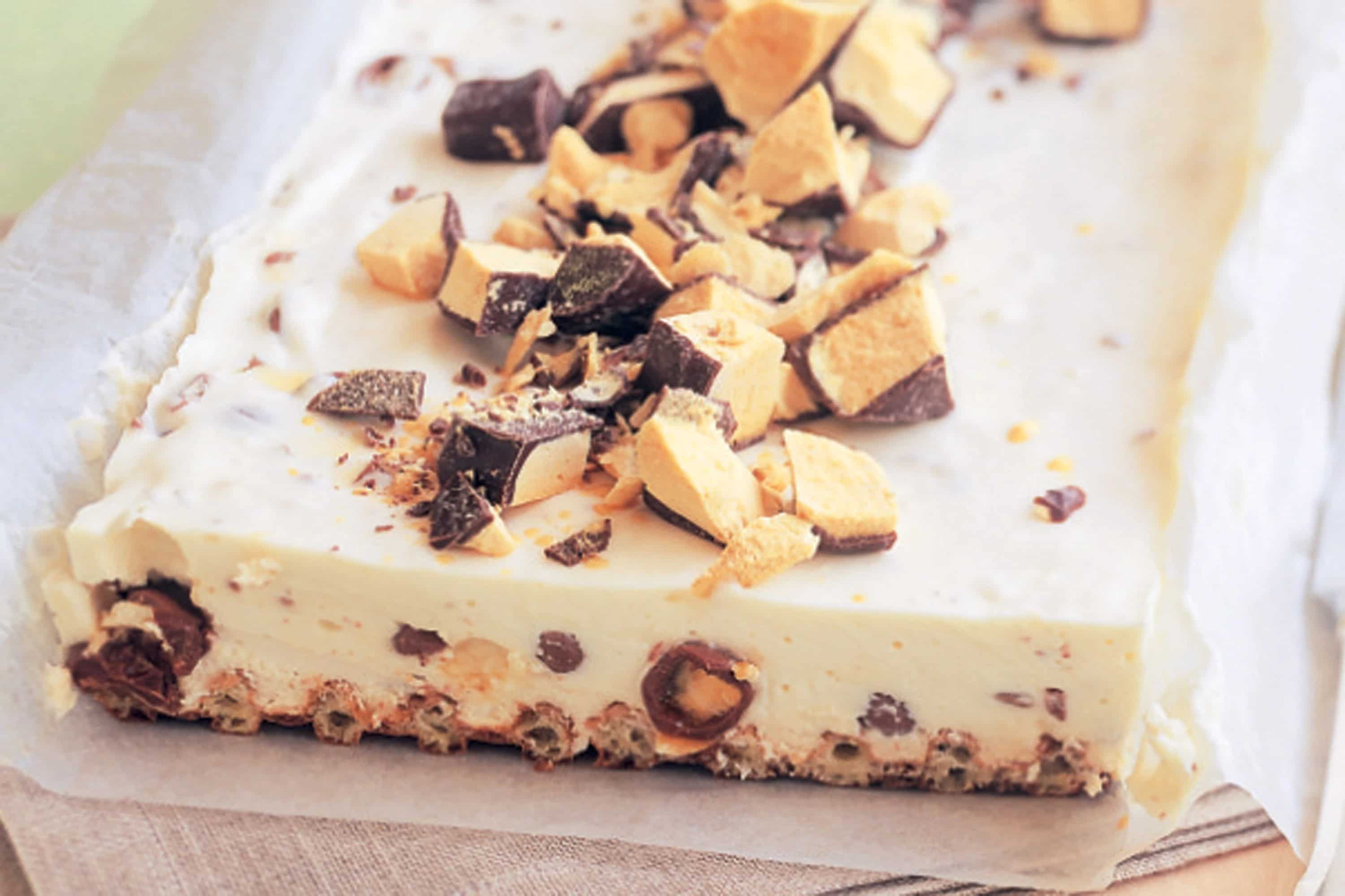 How to make Violet Crumble Cheesecake Slice Recipe
