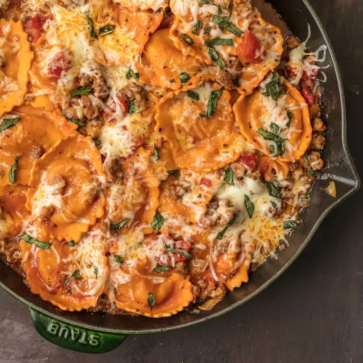 How to make One Pan Cheese Ravioli Skillet With Italian Sausage Recipe