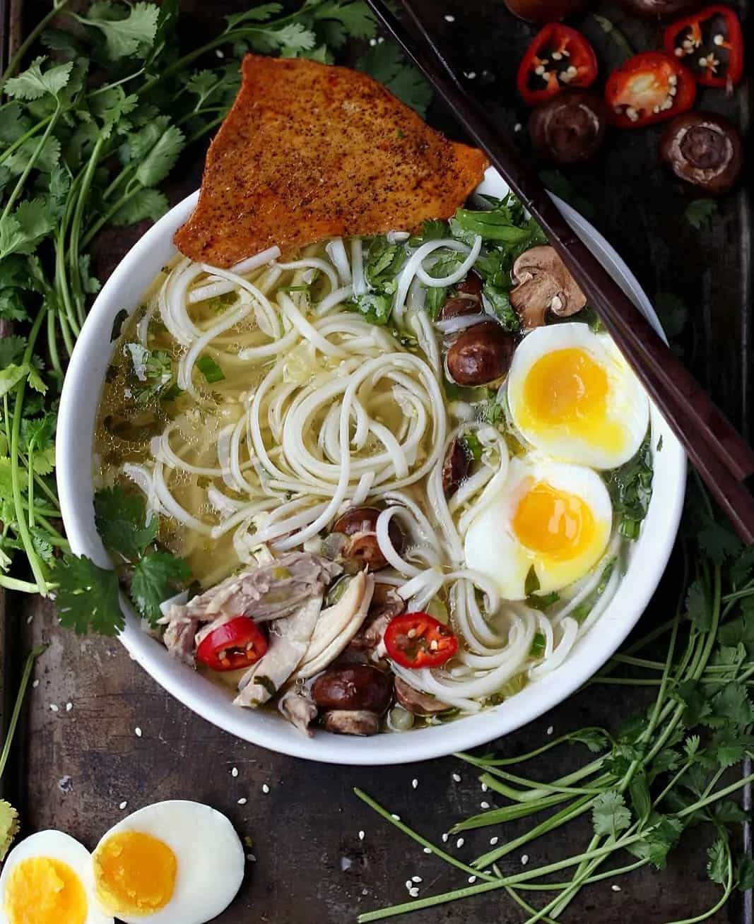 How to make Chicken Ramen Noodle Soup And Crispy Chicken Skins And ...