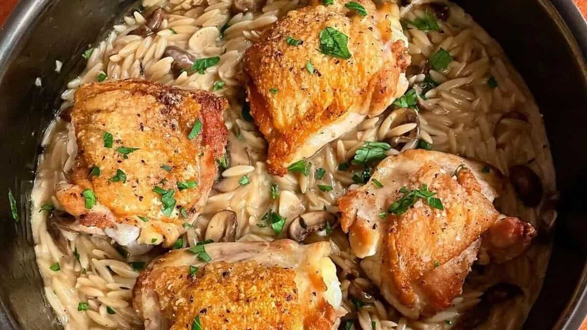 Crispy Chicken Thighs; Crunchy Dinner Feast