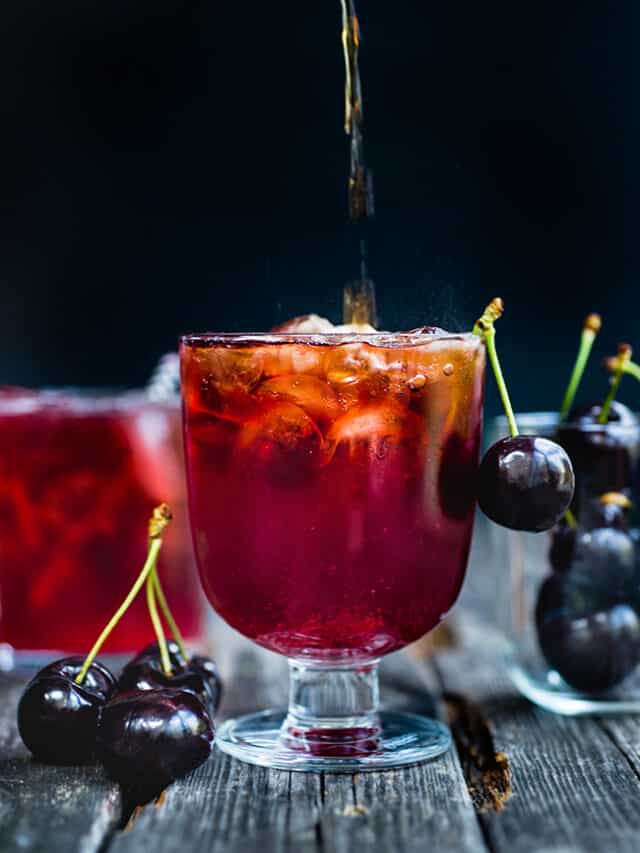 Cherry Bourbon Cola Smash Cocktail